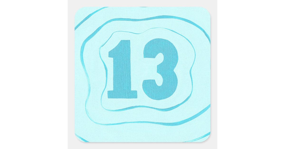 Number thirteen, 13, blue ripples stickers | Zazzle