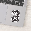 Number three 3 sporty college font sticker | Zazzle