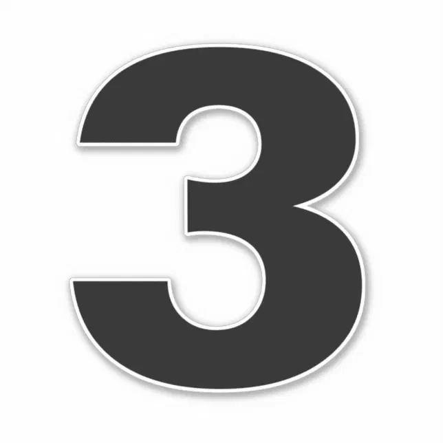 Number Three Black and White Sticker | Zazzle