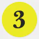 Number Three planning simple 2 yellow black Classic Round Sticker | Zazzle