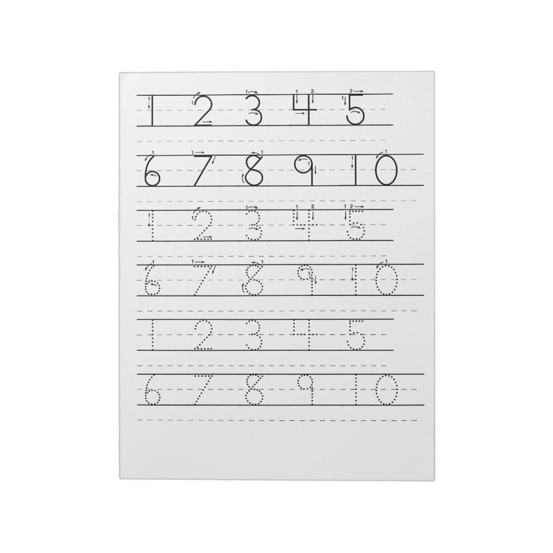 Number Tracing Worksheet Notepad | Zazzle