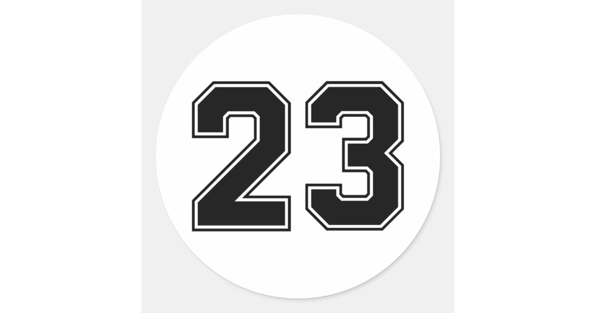 Number Twenty Three 23 Sport Font Classic Round Sticker | Zazzle