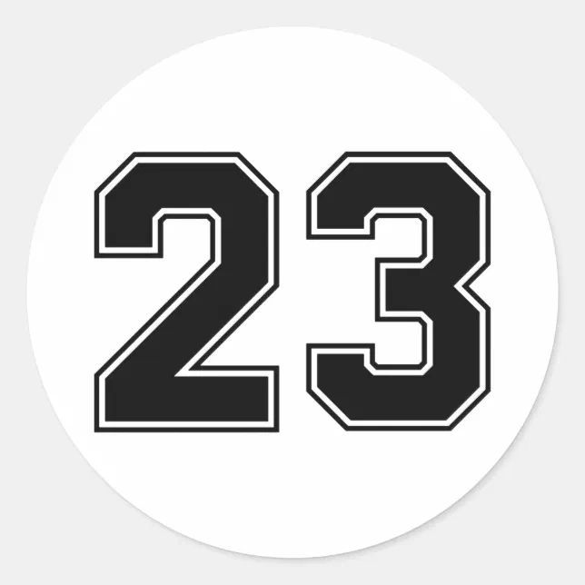 Number Twenty Three 23 Sport Font Classic Round Sticker | Zazzle