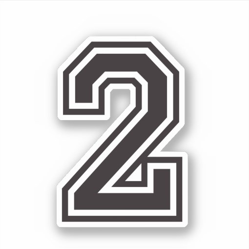 Number two 2 sporty college font sticker | Zazzle