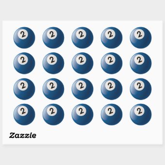 NUMBER TWO BILLIARDS BALL CLASSIC ROUND STICKER | Zazzle
