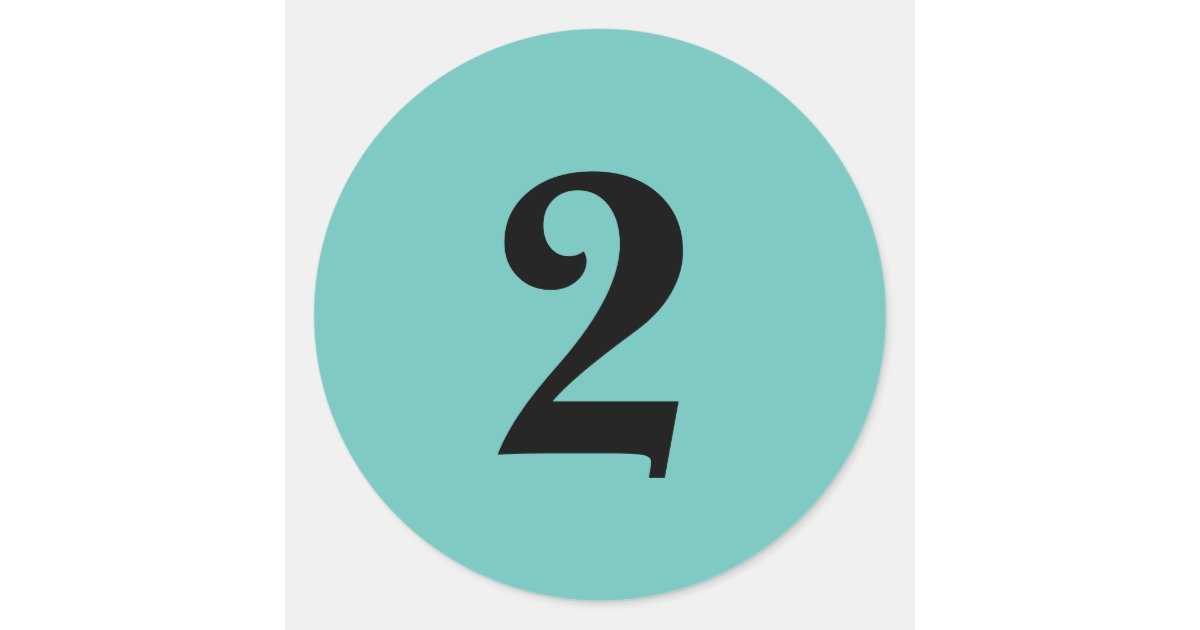 Number Two planning supplies simple 2 aqua black Classic Round Sticker ...