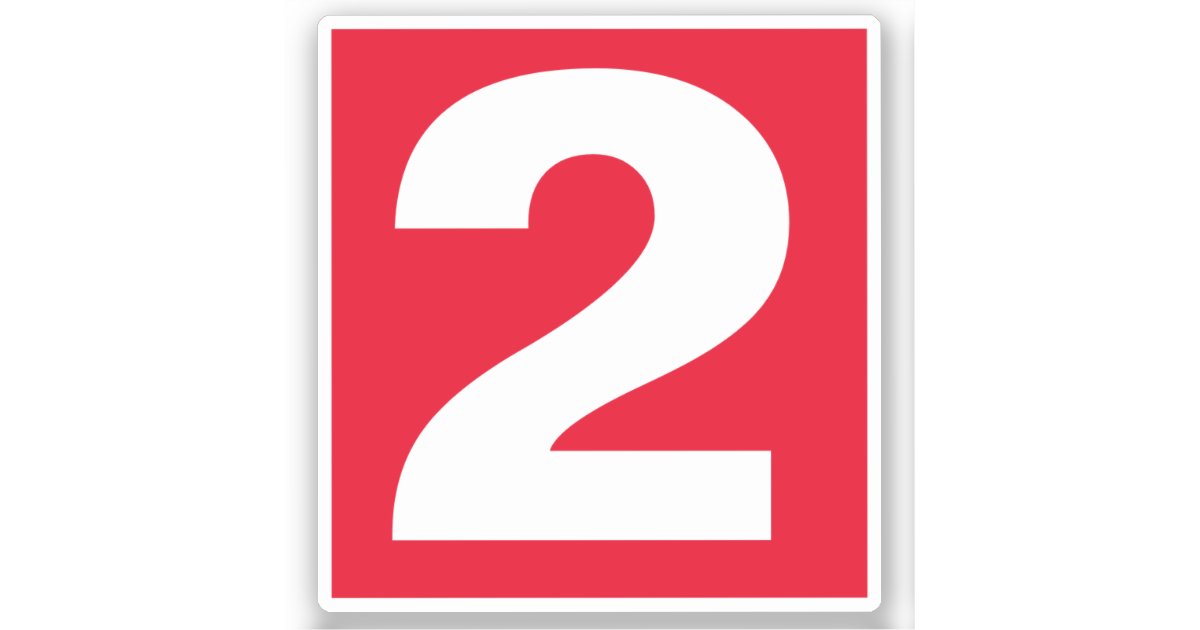 Number Two Red and White Sticker | Zazzle