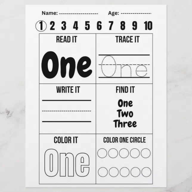 Number worksheets,Number Tracing Worksheet Letterhead | Zazzle