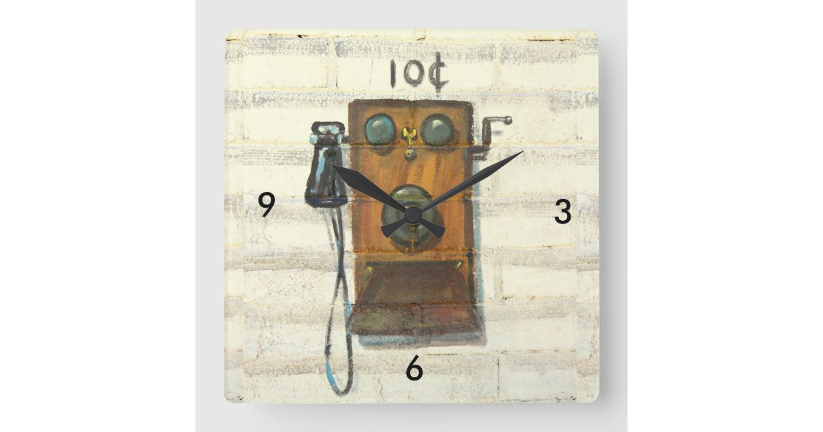 Numbered antique pay phone wall clock | Zazzle