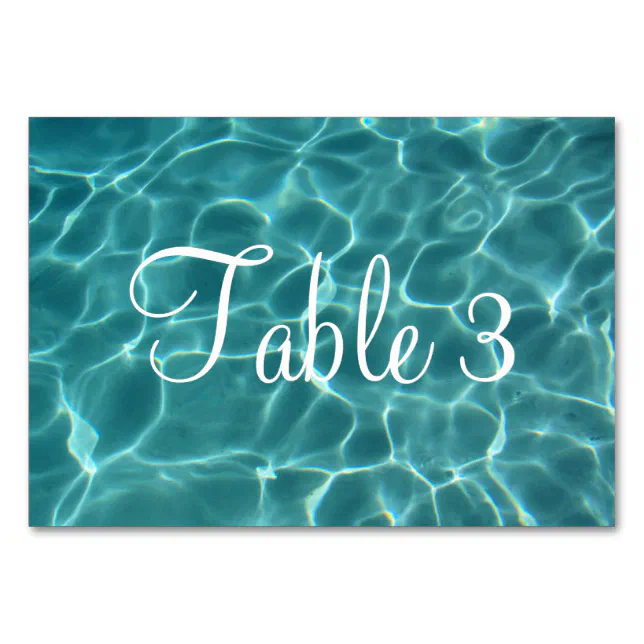 Numbered Aqua Green Swimming Pool Table Number | Zazzle