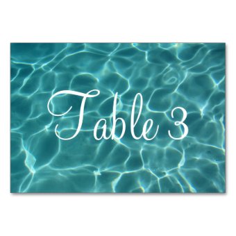 Numbered Aqua Green Swimming Pool Table Number | Zazzle