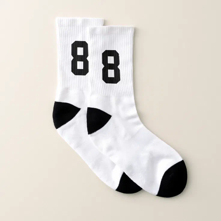Numbered sports socks with custom jersey number | Zazzle