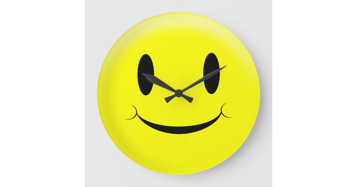 Numberless Cute Happy Face Large Clock | Zazzle