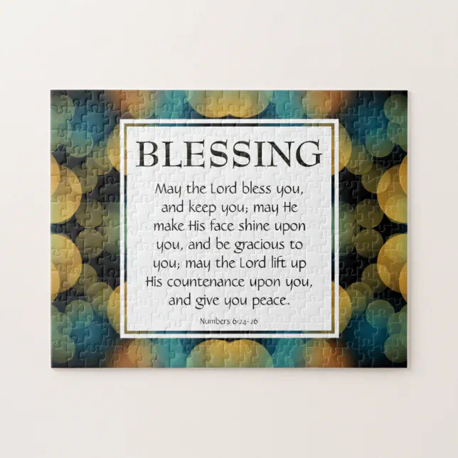 Numbers 6:24-26 THE LORD BLESS YOU Christian BLUE Jigsaw Puzzle | Zazzle