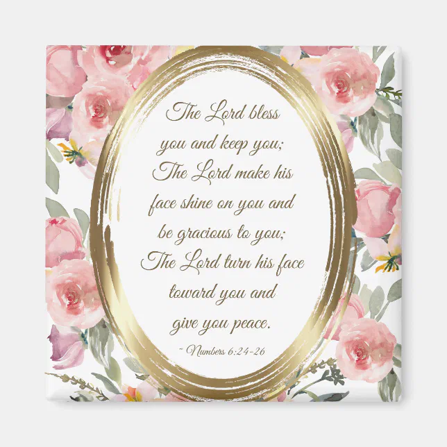 Numbers 6:24-26 The Lord Bless You Pink Floral Magnet | Zazzle