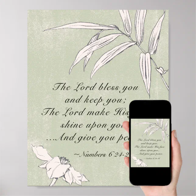 Numbers 6 24-26 The Lord Bless You Simple Floral Poster | Zazzle