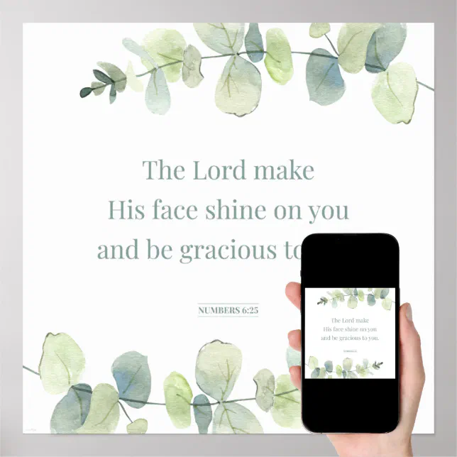Numbers 6:25, Bible Verse Print, Face Shine On You Poster | Zazzle