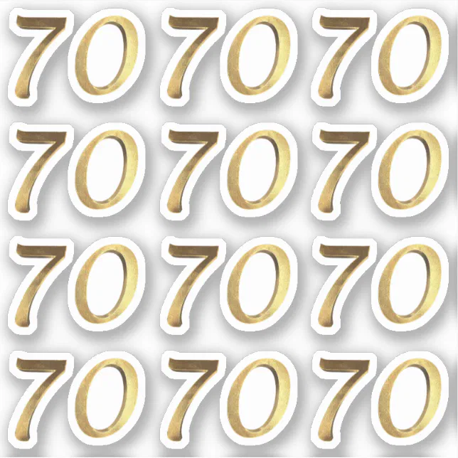 Numbers 70 Faux Gold 70th Anniversary Sticker | Zazzle