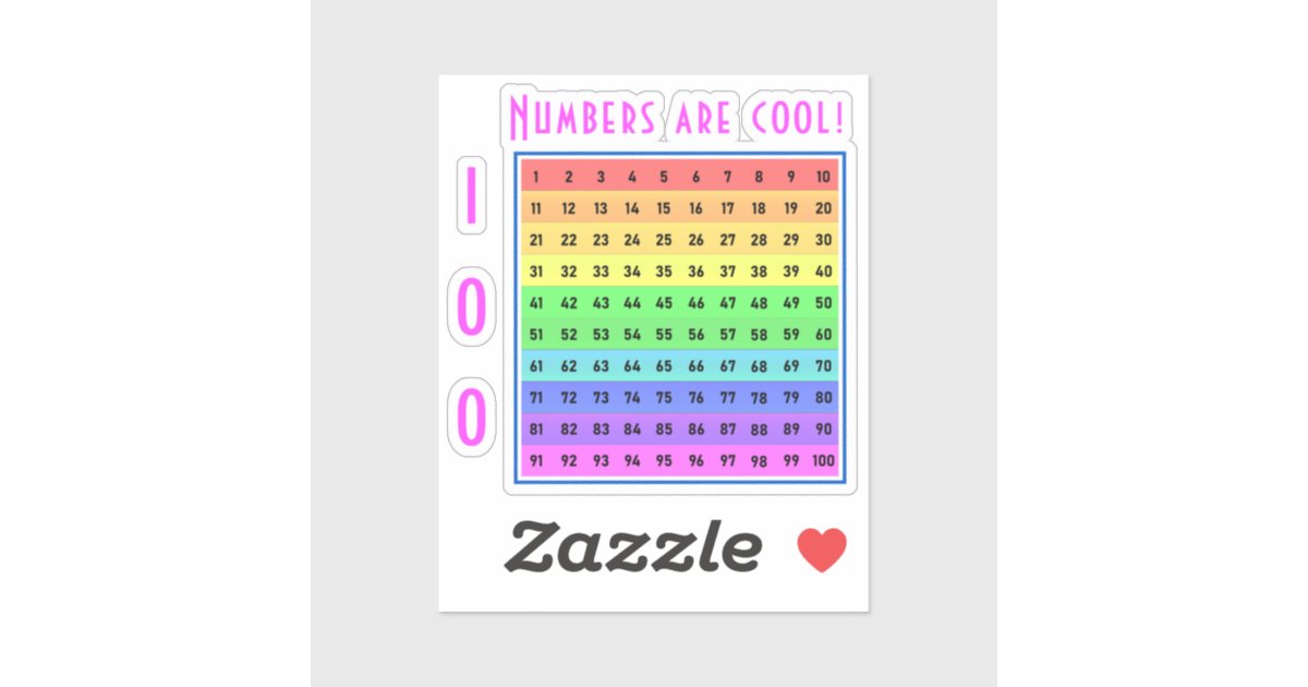 "Numbers are cool!" Hundreds Chart Vinyl Sticker | Zazzle