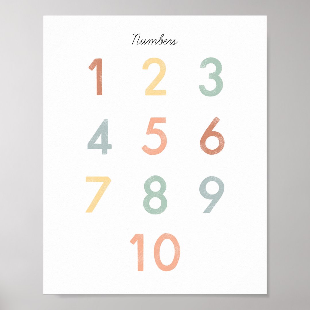 Numbers Chart Illustration Classroom Montessori | Zazzle