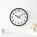 Numbers Minimalism Black White Classy Elegant Large Clock | Zazzle