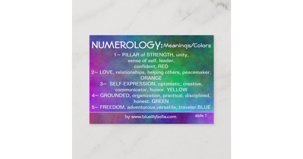 Numerology Meanings Chart Business Card | Zazzle.com