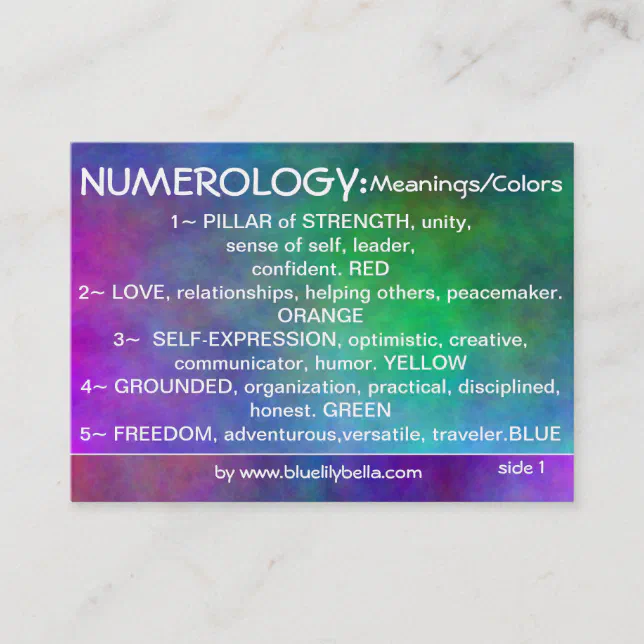 Numerology Meanings Chart Business Card | Zazzle