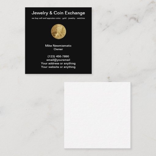 Numismatic Coin And Jewelry Dealer Square Business Card | Zazzle