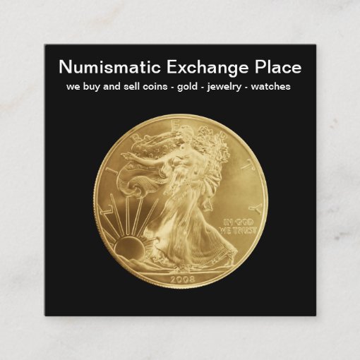 Numismatic Coin Dealer Design Square Business Card | Zazzle