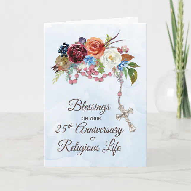 Nun 25th Anniversary of Religious Life with Rosary Card | Zazzle