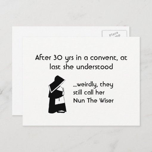 Nun joke - clean humor, Catholic Fun Postcard | Zazzle