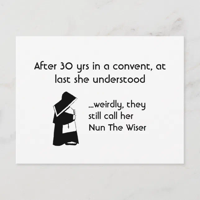 Nun joke - clean humor, Catholic Fun Postcard | Zazzle