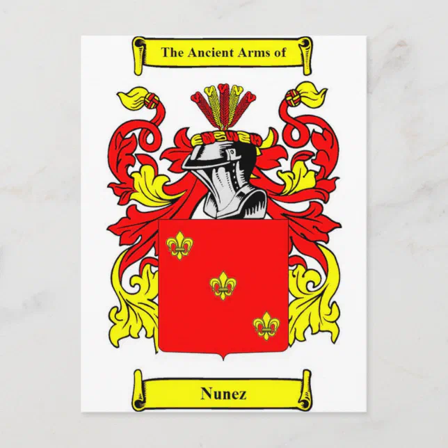 Nunez Coat of Arms Postcard | Zazzle