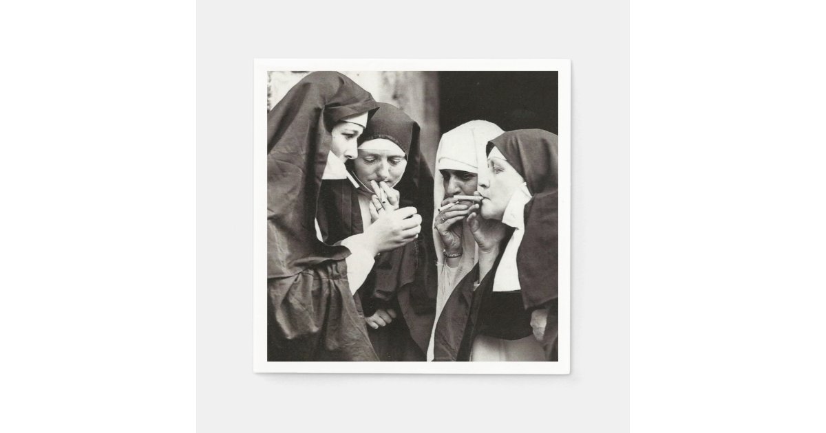 Nuns Smoking Vintage Photography Napkins | Zazzle