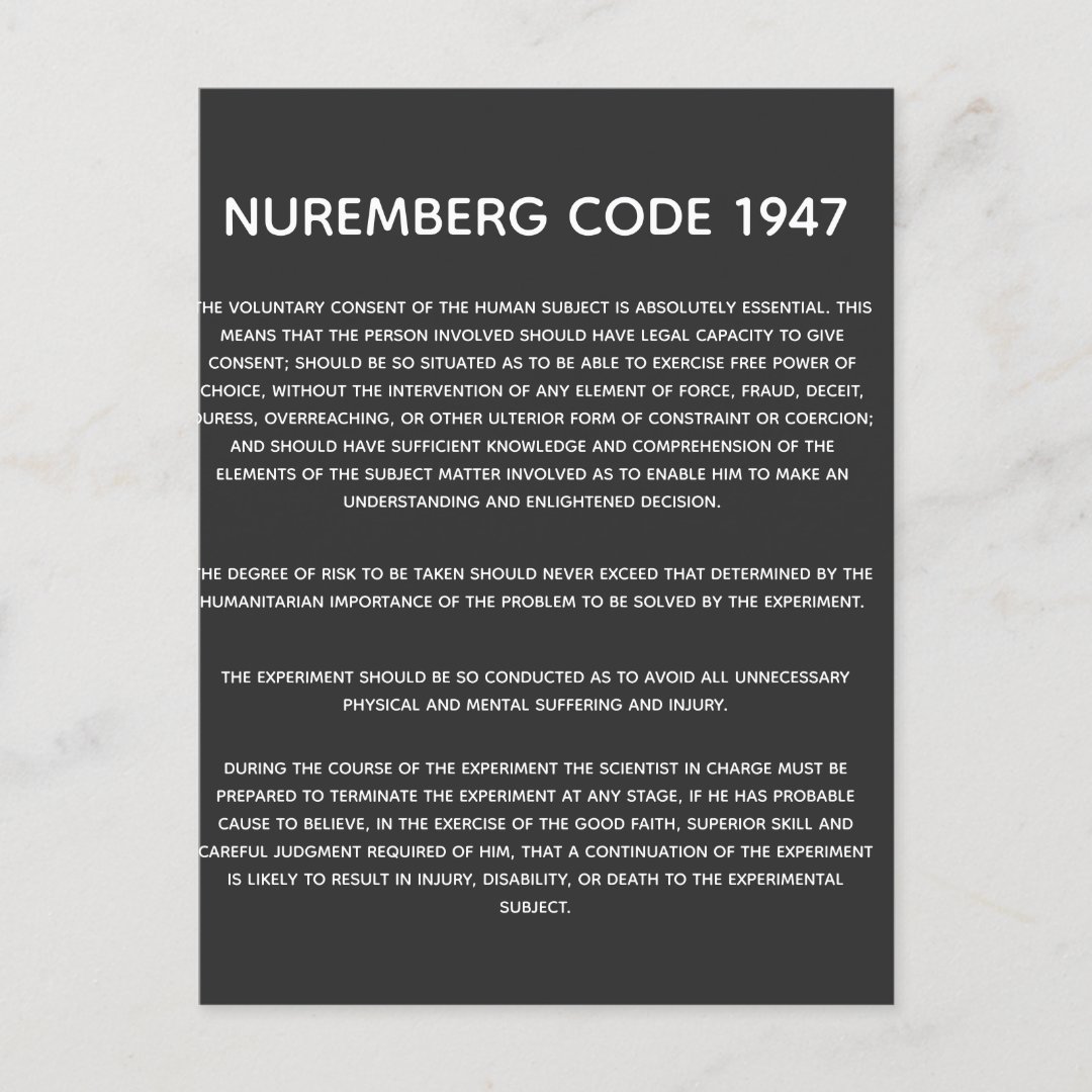 Nuremberg Code. Acrylic Print Postcard | Zazzle