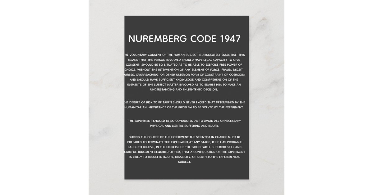 Nuremberg Code. Acrylic Print Postcard | Zazzle