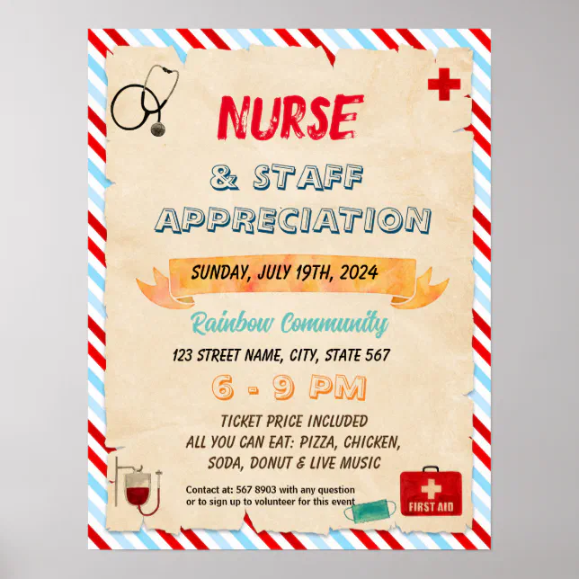 Nurse and staff school flyer poster | Zazzle