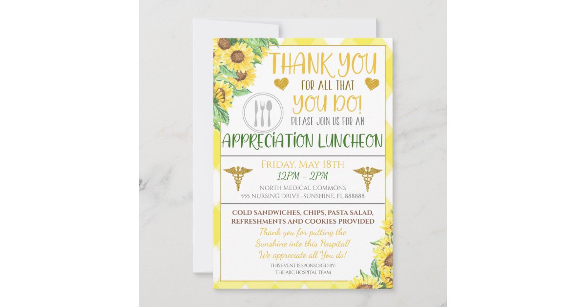 Nurse Appreciation Luncheon Invitation | Zazzle