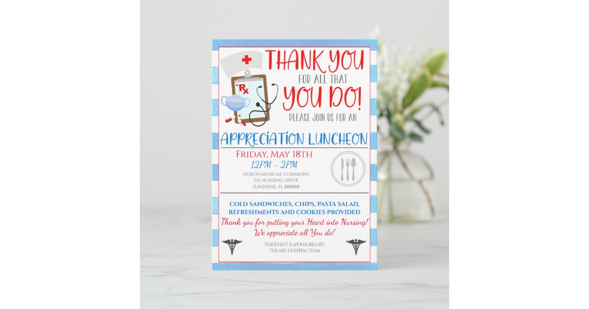 Nurse Appreciation Luncheon Invitation | Zazzle