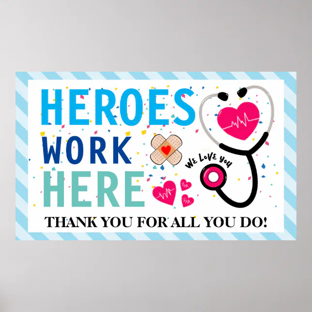 Nurse Appreciation Week Thank You Banner Poster | Zazzle