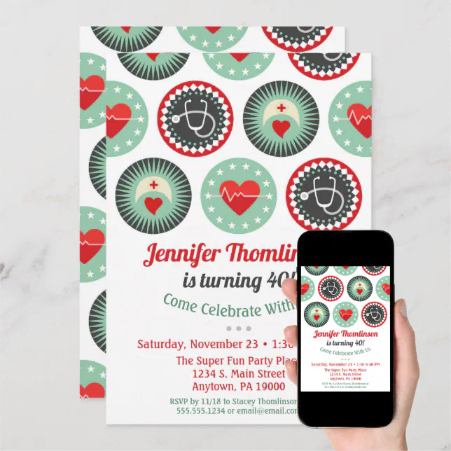 Nurse Birthday Invitation Nursing Party RN LPN | Zazzle