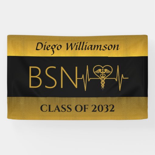 NURSE BSN RN LPN Graduation Personalized Faux Gold Banner | Zazzle