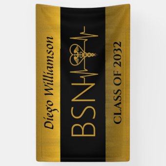 NURSE BSN RN LPN Graduation Personalized Faux Gold Banner | Zazzle