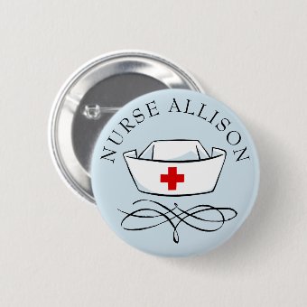 Nurse Cap Add Name Button | Zazzle