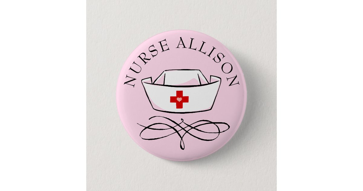 Nurse Cap Add Name Pink Button | Zazzle