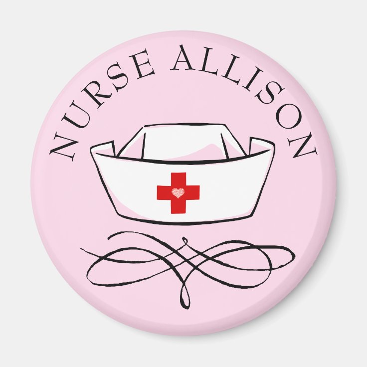 Nurse Cap Add Name Pink Magnet | Zazzle