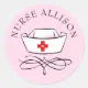 Nurse Cap Pink Personalized Classic Round Sticker | Zazzle