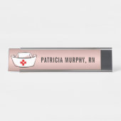 Nurse Cap RN Monogram Name Rose Gold Desk Name Plate | Zazzle