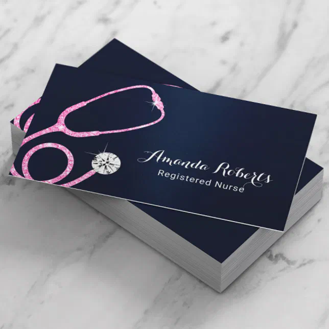 Nurse Caregiver Medical Modern Navy Blue Business Card | Zazzle