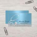 Nurse Caregiver Modern Glitter Light Blue Medical Business Card | Zazzle